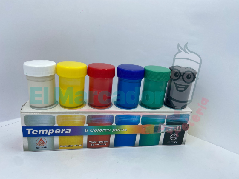 TEMPERA X 6 COLORES- STAR - Papelería El Marcador